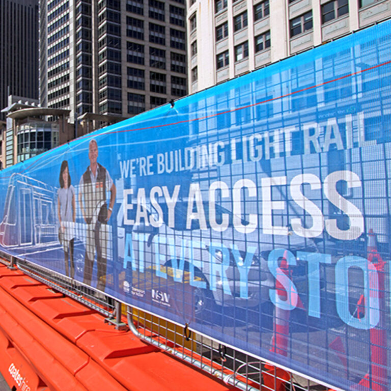 Printed Construction Business Fence Mesh Signage